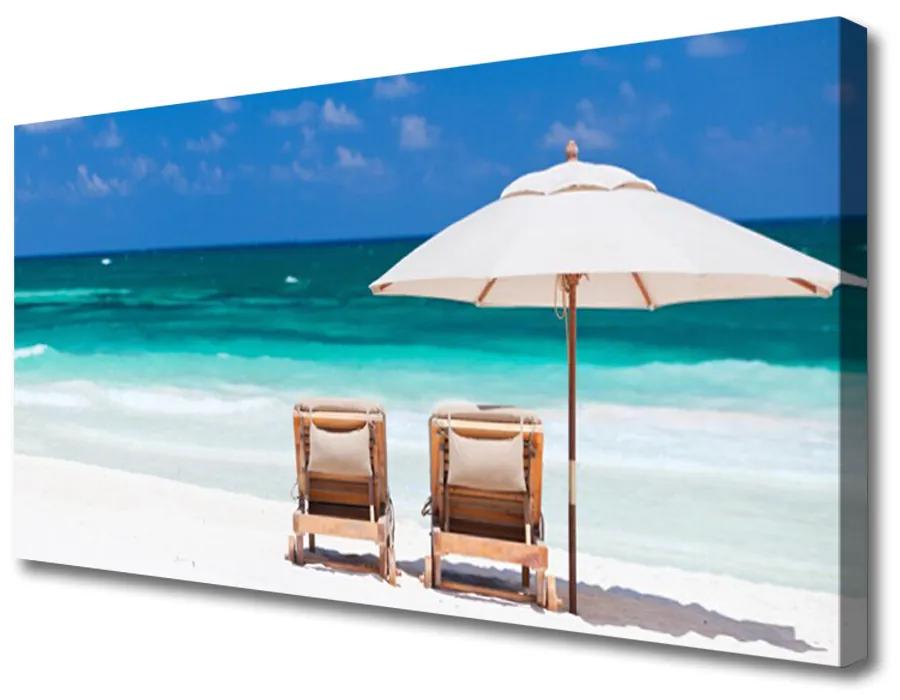 Obraz na plátně Pláž Deštník Krajina 120x60 cm