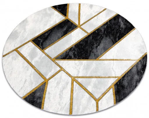 Dywany Łuszczów, Kusový koberec Emerald 1015 black and gold kruh, 200x200 (průměr) kruh, černobílá, ložnice