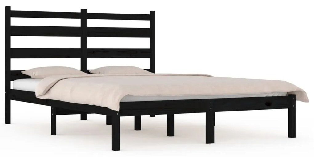 Rám postele černý masivní borovice 160 x 200 cm,  3103662