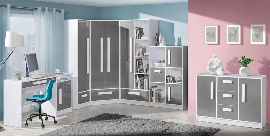 Casarredo - Komfort nábytek Dětská šatní skříň GULLIWER 12 bílá/šedá lesk