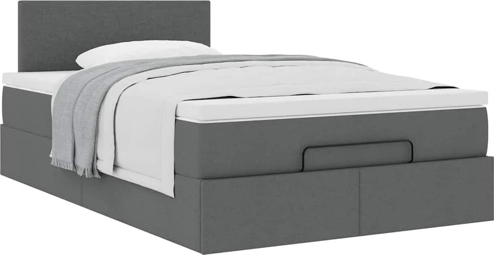 Osmanský postel s matrací tmavě šedá 120x190 cm textil 3311360