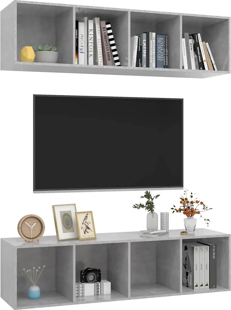 Nástěnné TV skříňky 2 ks betonově šedé dřevotříska 3079785