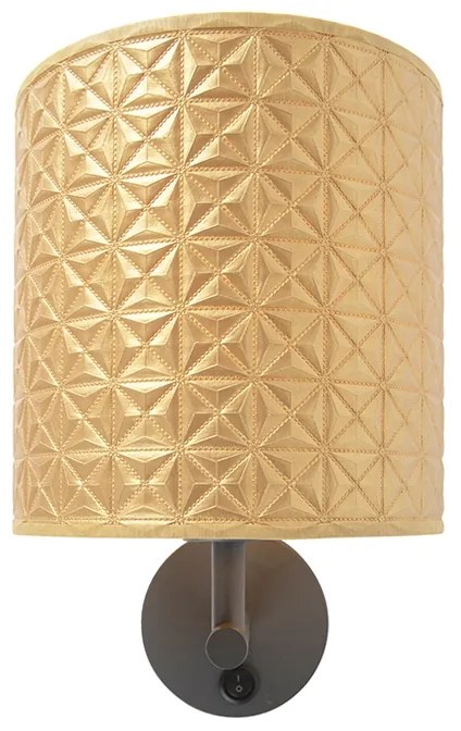 Vintage nástěnná lampa tmavě šedá se zlatým odstínem trojúhelníku - Matt