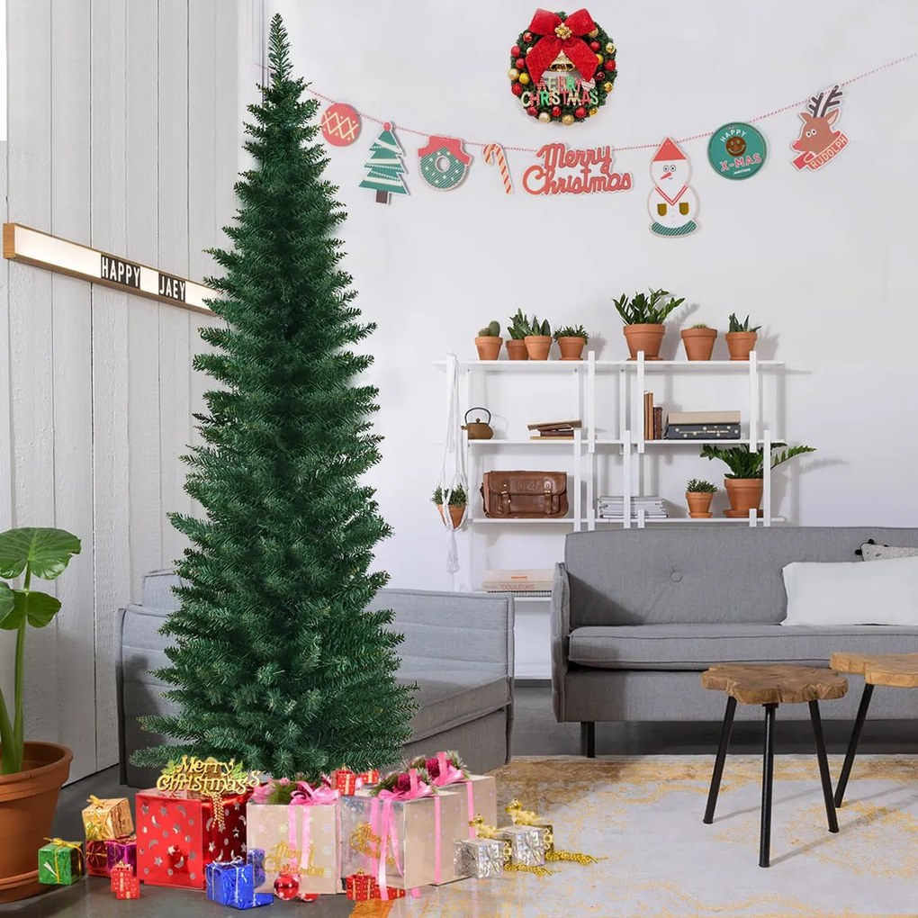 Costway Christmas Tree Umělý vánoční strom 180 cm, zelený