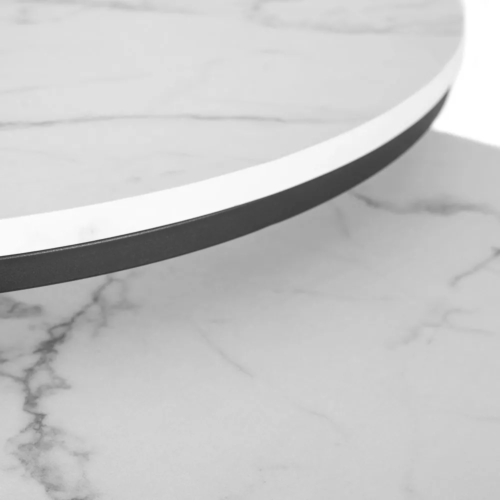 Mebel Elite Elegantní sada stolků DAFNE MAX, bílý mramor a černý kov Meble Elite