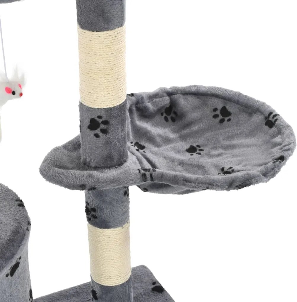 Škrabadlo pro kočky sisalové sloupky 138 cm šedé s tlapkami 170579