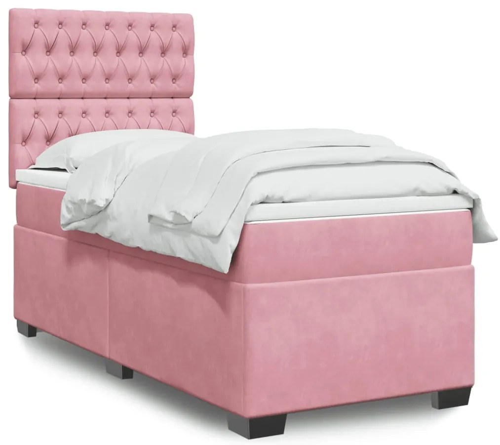 Box spring postel s matrací růžová 90x200 cm samet 3293121