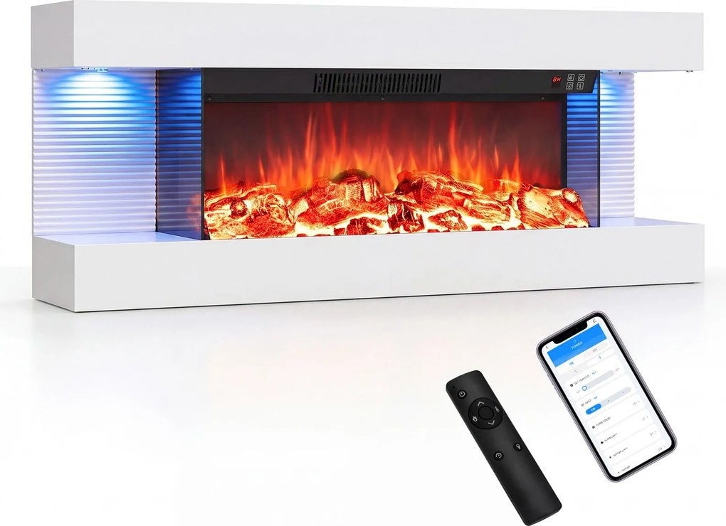 Costway Třístranný elektrický krb 102 cm s LED, bílý