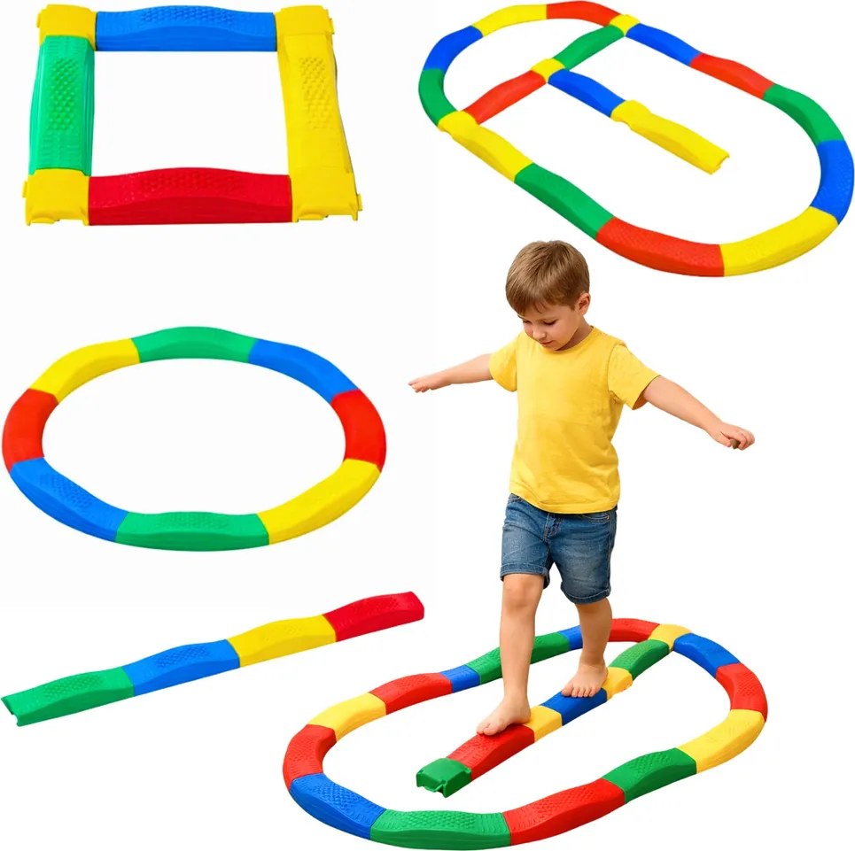 LEAN Toys Senzorická dráha balanční desky 16 ks protiskluzové spoje