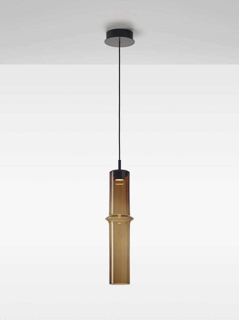 Brokis Designové závěsné svítidlo Bamboo forest up L, PC1330 Stmívání, řízení: nestmívatelná verze, Barva skla: Hnědá kouřová - transparentní sklo, Povrchová úprava baldachýnu: Trimless – kabelová verze – černá struktura