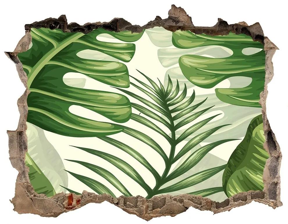 Wallmuralia Nálepka 3D díra Tropické listí 95x64 cm