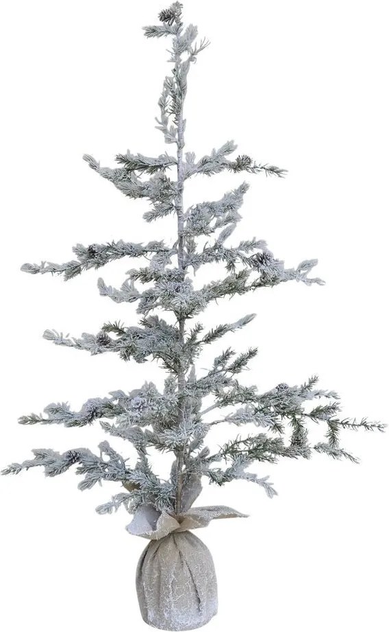 Zasněžený vánoční borovicový stromek v jutě a se šiškami Pine Tree - 55*120 cm