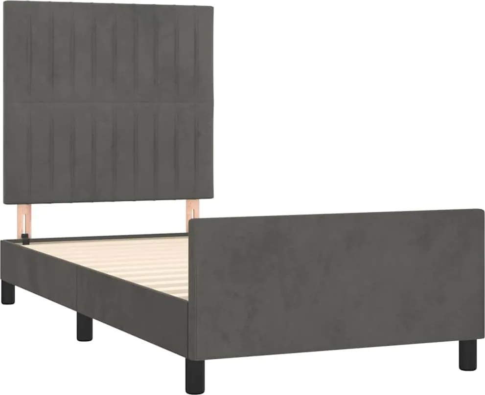 Rám postele bez matrace tmavě šedá 80 x 200 cm samet 3125844
