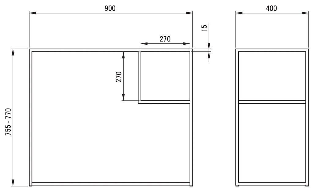 Deante Correo, stojící koupelnová konzola 900x400 mm, černá, CKC_N90A