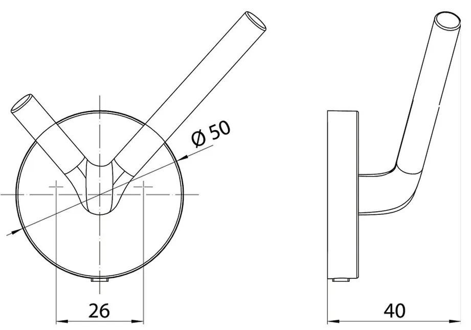Emco Round - Dvojitý háček 40 mm, montáž pomocí lepení nebo vrtání, chrom 437500101
