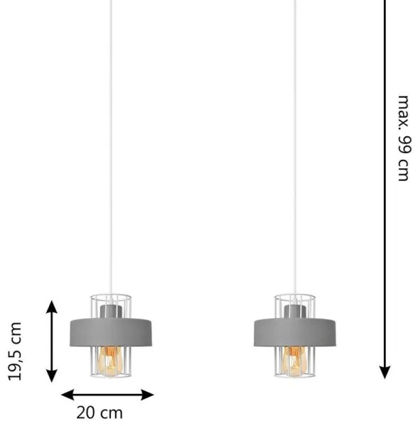 Lustr na lanku VOLTA 2xE27/15W/230V šedá