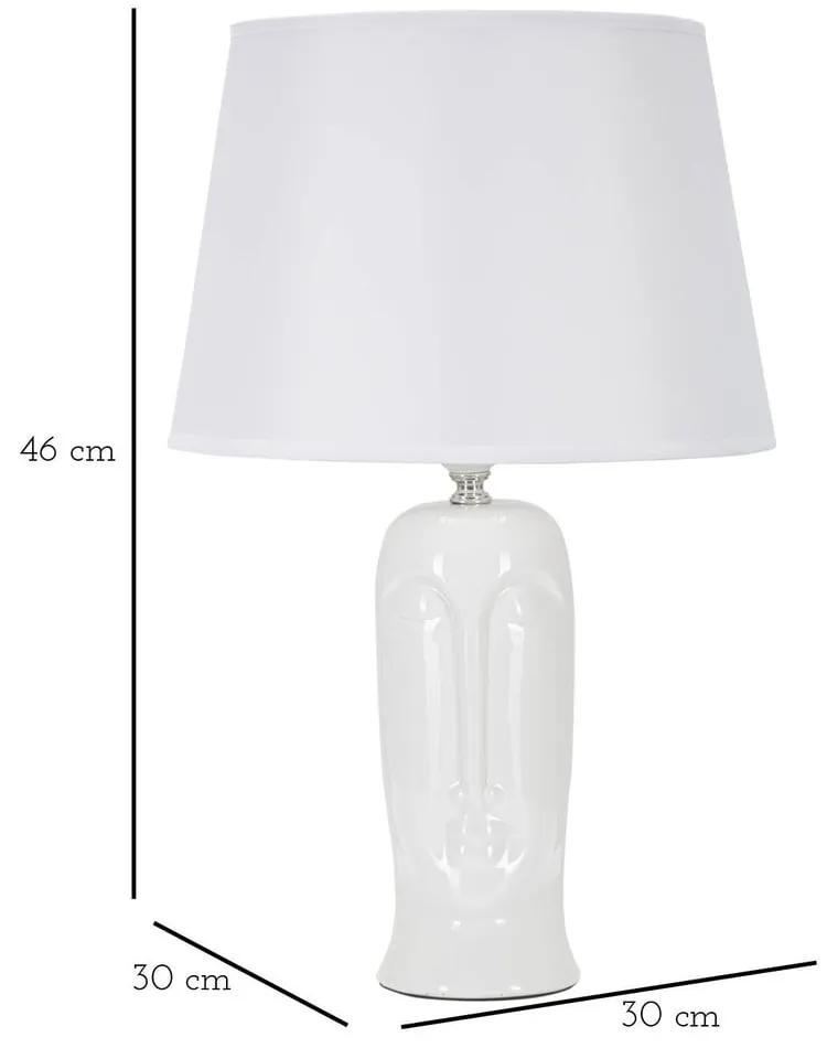 Bílá keramická stolní lampa s textilním stínidlem (výška 46 cm) Statua – Mauro Ferretti