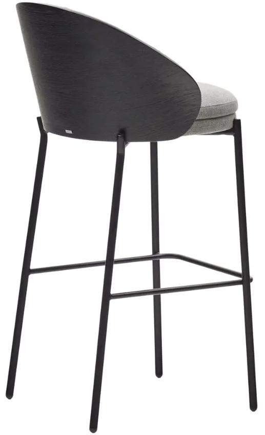 Šedá čalouněná barová židle Kave Home Eamy II. 77 cm