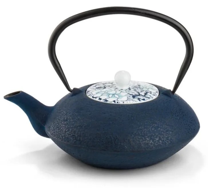 Litinová konvičkana čaj Yantai s porcelánovým víkem 1,2L dark blue | modrý