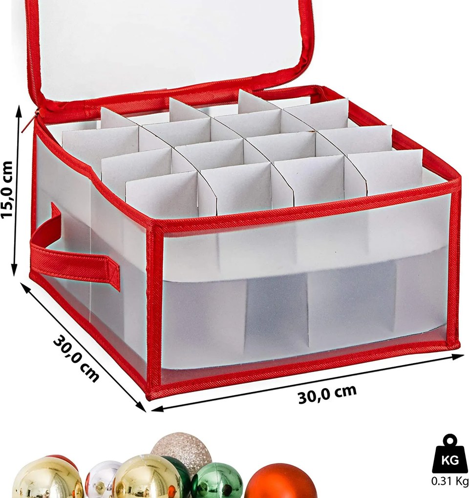 VERK GROUP Vánoční úložný box na baňky, koule a vánoční ozdoby, 32kusů