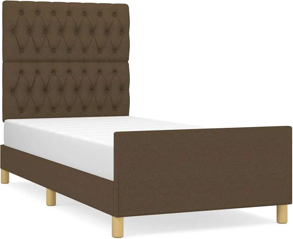 Rám postele bez matrace tmavě hnědá 100 x 200 cm textil 3125279