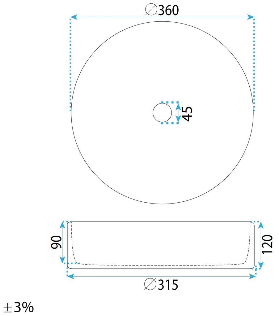Rea Stefania, umyvadlo na desku 360x360x120 mm, bílá se vzorem, REA-U9852