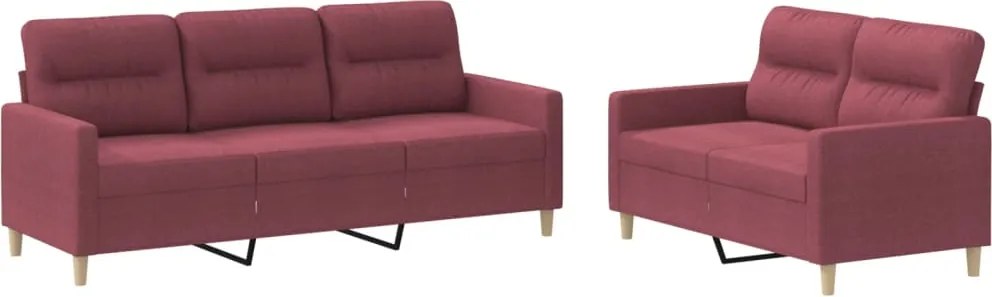 2dílná sedací souprava s poduškami vínová textil 3201606