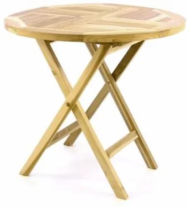 DIVERO 60388 Zahradní stůl sklopný z teakového dřeva -  Ø 80 cm