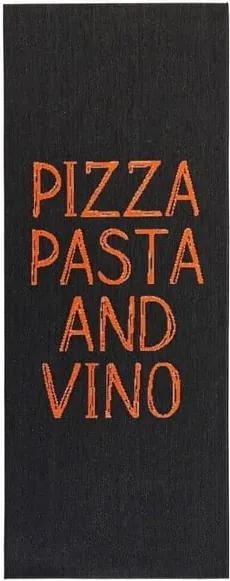 Černý kuchyňský běhoun Hanse Home Pizza Pasta and Vino, 80 x 200 cm