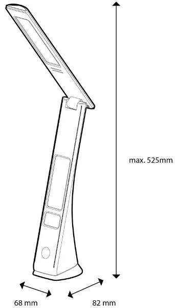 Kožená stmívatelná LED stolní lampa s displejem 7W 450lm, denní světlo, černá