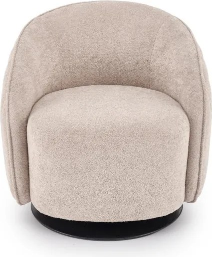 Designové otočné křeslo BASILIO — kov, látka, cappuccino