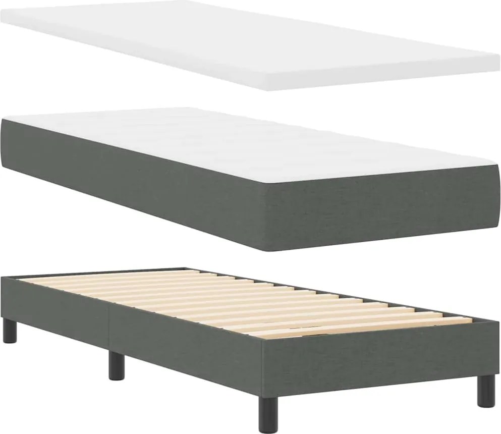 Postel s boxspringem s čelo Tmavě šedá 80 x 200 cm textil 3340053