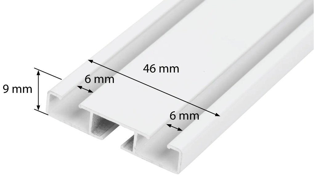 Dekodum Dvouřadá hliníková stropní kolejnicová garnýž s krytem bílá 200 cm