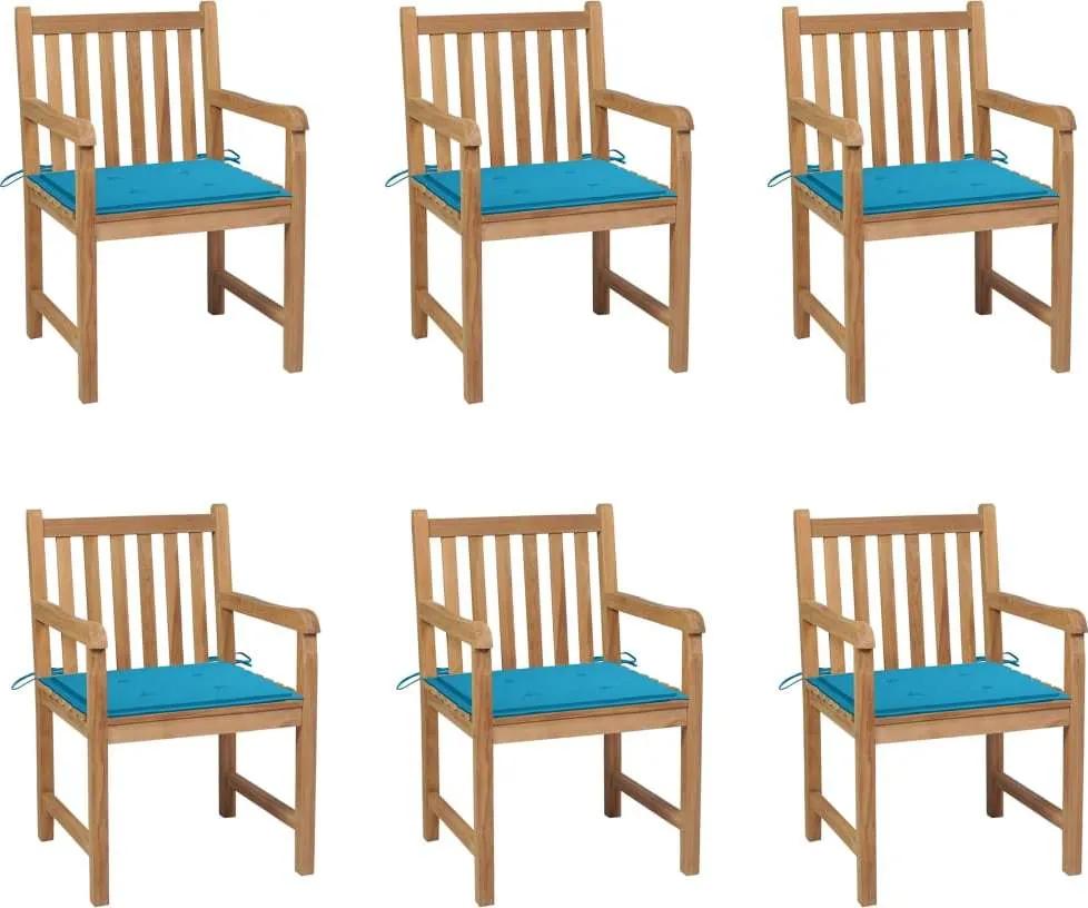 vidaXL Zahradní židle 6 ks podušky masivní teak [3073031] Barva: krémová