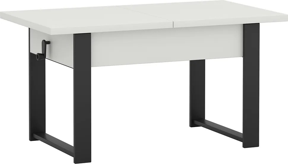 Rozkládací polohovací konferenční stolek HOGO 3v1 | 120-157x62,5-74,5x67 cm | síla horní desky 32 mm | bílá/černé nohy