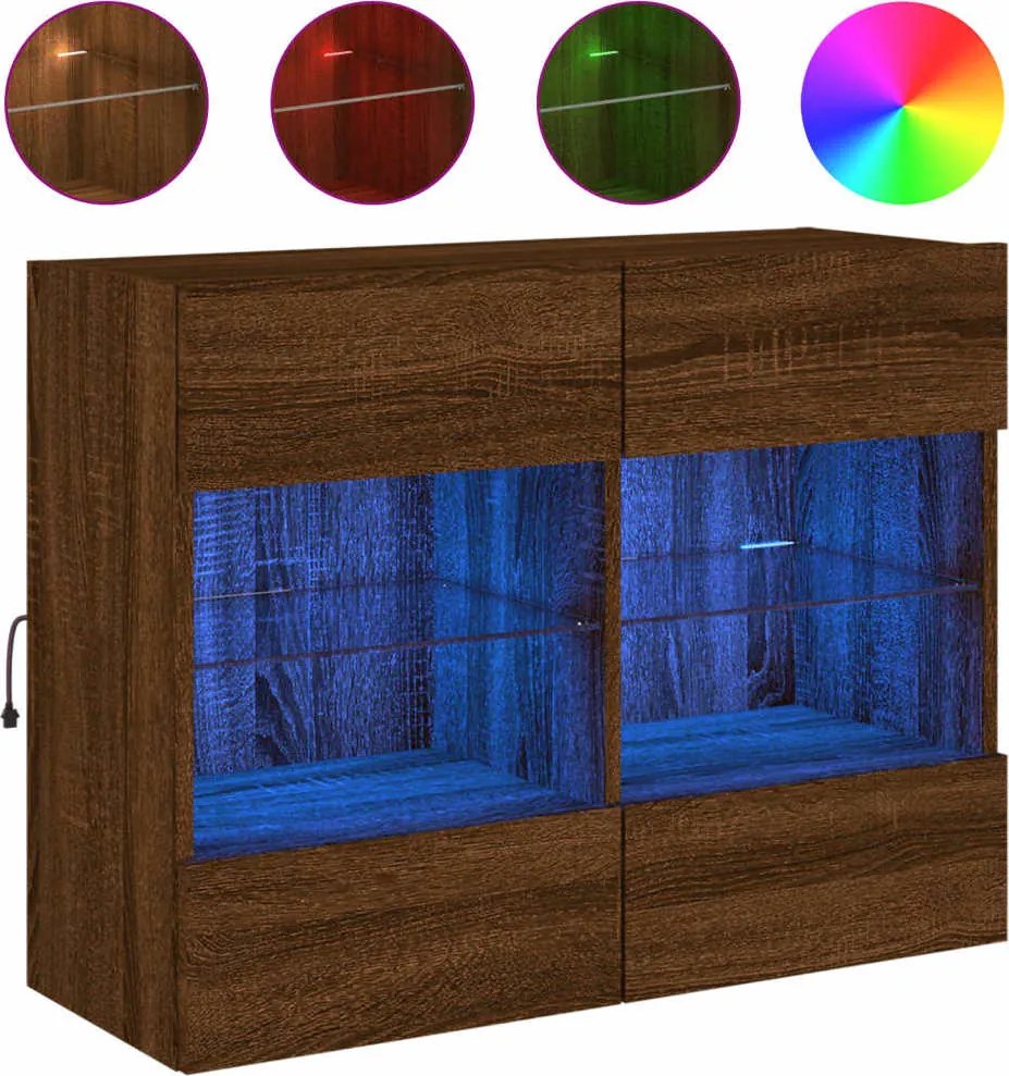 vidaXL Nástěnná TV skříňka s LED osvětlením 78,5 x 30 x 60,5 cm [837105] Barva: kouřový dub