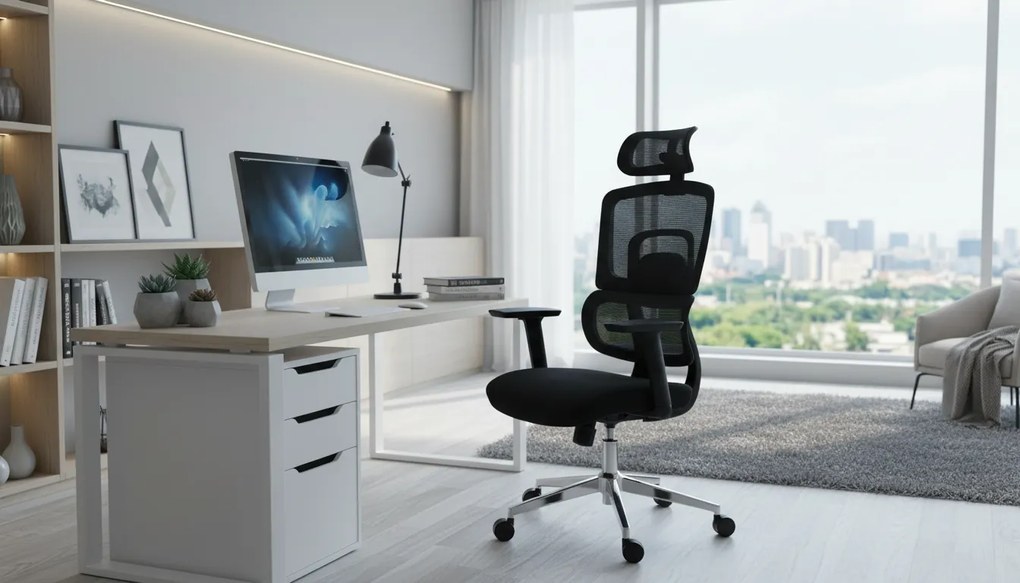 Ergonomická kancelářská židle ERGODO KENDOR - černá síťovina / nosnost 150 kg