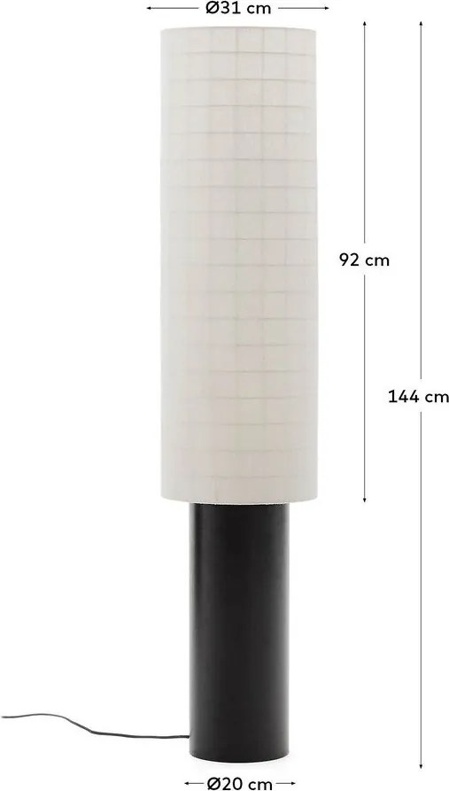 Bílá/černá stojací lampa s textilním stínidlem (výška 142 cm) Dulan – Kave Home