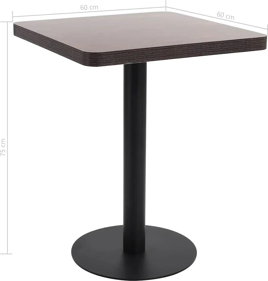 Bistro stolek tmavě hnědý 60 x 60 cm MDF 286431