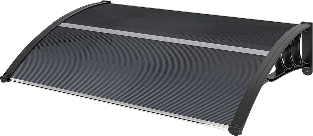 Outsunny Slunečník pro Přední Dveře 100 x 75 cm, Obloukový Slunečník z Hliníku a Polykarbonátu, Skloněný Slunečník s UV Ochrannou, Přední Dveřní Slune