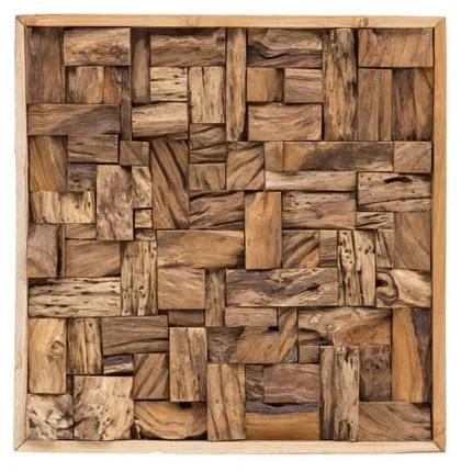 Nástěnná dekorace z recyklovaného teakového dřeva WOOX LIVING City, 70 x 70 cm