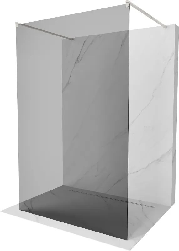 Mexen Kioto, sprchová zástěna Walk-In 110 x 200 cm, 8mm šedé sklo, broušená ocel profil, 800-110-002-97-40