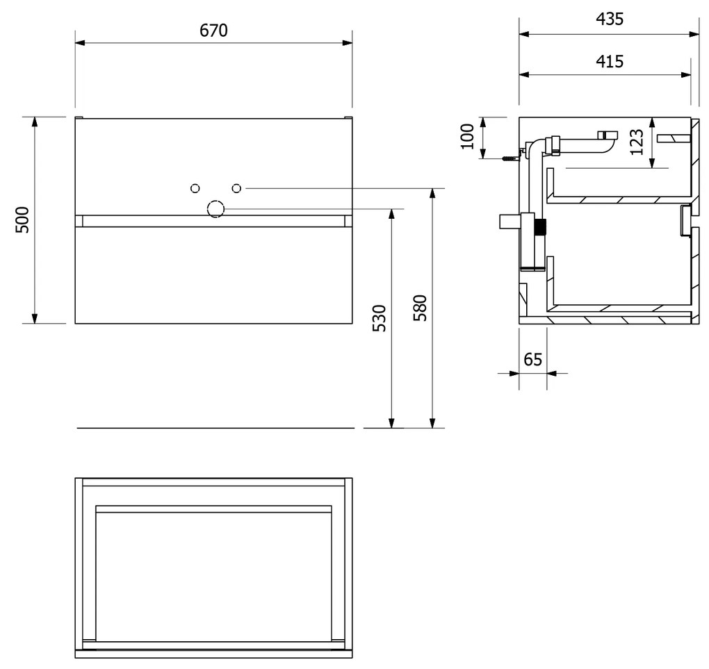 Sapho Sapho, ODETTA umyvadlová skříňka 67x50x43, 5cm, dub Alabama, DT070-2222