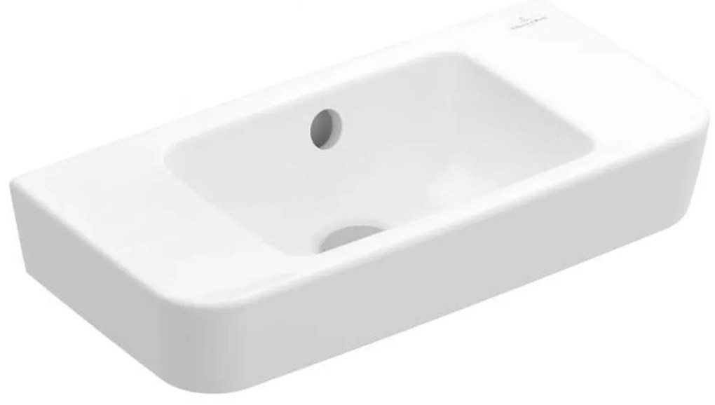 Villeroy & Boch O.novo - Umývátko Compact 50x25 cm, s přepadem, bez otvoru pro baterii, AntiBac, CeramicPlus, alpská bílá 434252T2