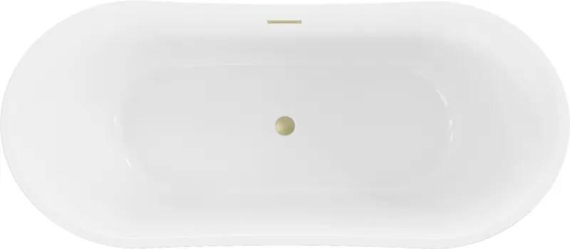 Mexen Montana, volně stojící vana 170 x 80 cm, bílá, zlatý matný přepad, 52011708000-55