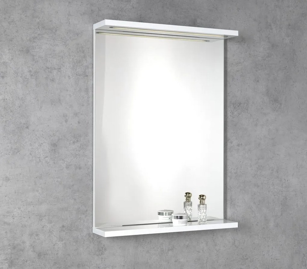 Aqualine Aqualine, KORIN STRIP zrcadlo s LED osvětlením a poličkami 60x70x12cm, KO370S