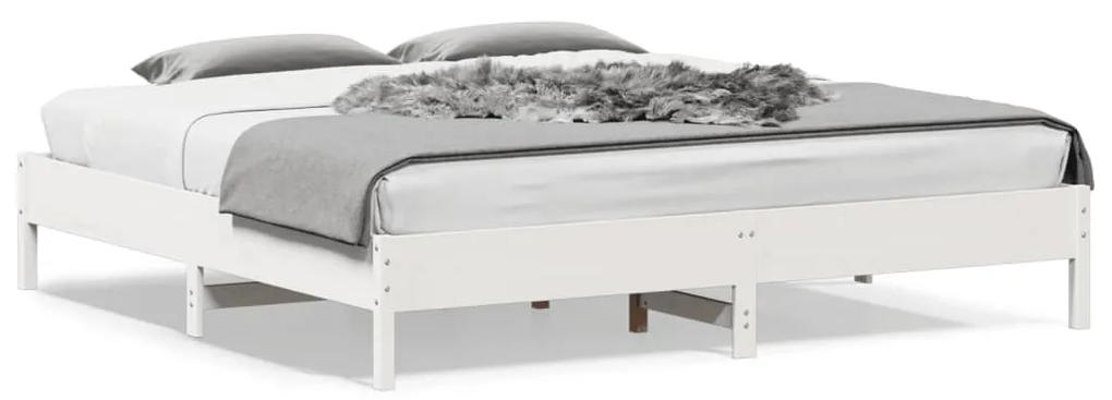 Rám postele bílý 200 x 200 cm masivní borovice,  842683