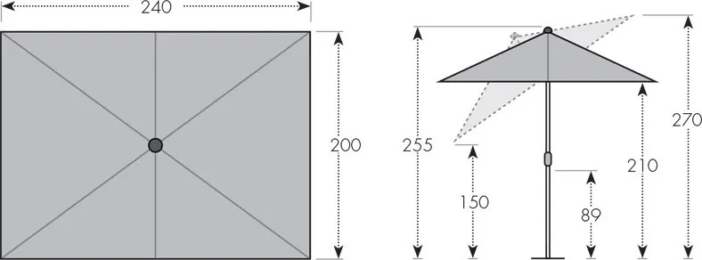 Derby BASIC LIFT NEO zahradní slunečník 250 x 200 cm antracit