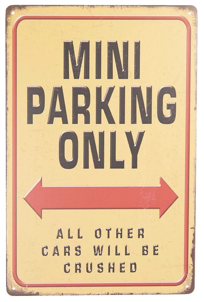 Barevná kovová cedule MINI PARKING ONLY s patinou - 20*30 cm