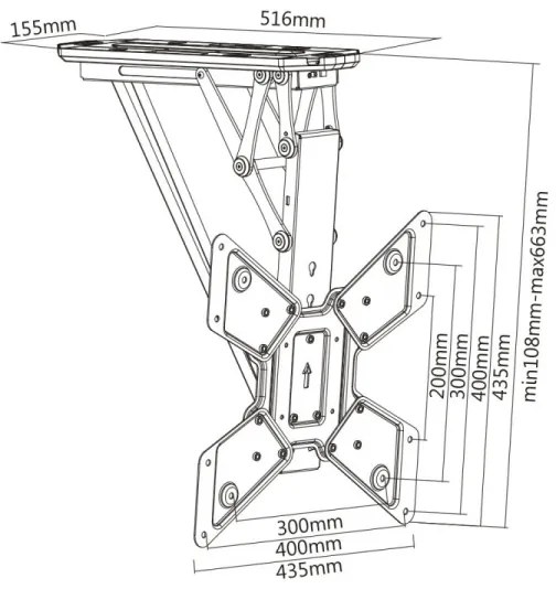 MK FLORIA MKF-20DM444 - Chytrý stropní držák pro TV 55" černá Wi-Fi TUYA + DO